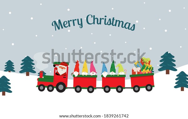 Gnomes Riding Santa Claus Train Carrying Stock Vector (Royalty Free ...