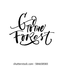 Go Forest Postcard Ink Illustration Modern: vector de stock (libre de ...