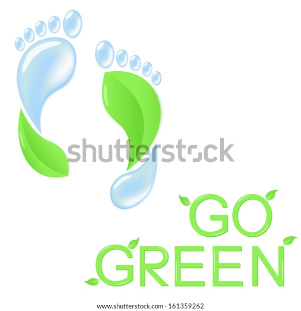 Go Green Concept Human Footprints Leaves Stock Vector (Royalty Free ...