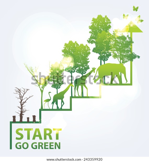 Go Green Concept Save World Vector Stock Vector (Royalty Free ...