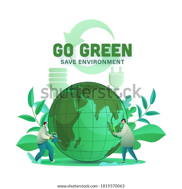 Go Green Save Environment Concept Cartoon Stock Vector (Royalty Free ...