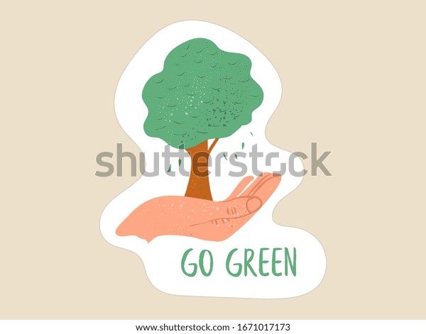 Go Green Sign Helping Hand Holding Stock Vector (Royalty Free ...