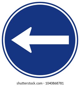 Compulsory Turn Left Symbol White Background 스톡 일러스트 1631621527 ...