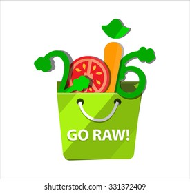 Go Raw Message 2016 Vegan Illustration Stock Vector (Royalty Free ...