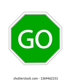 Go Sign On White Background Flat: vector de stock (libre de regalías ...