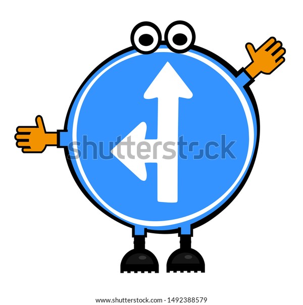 Go Straight Turn Left Sign Stock Vector (Royalty Free) 1492388579 ...
