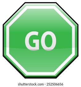 Go Sign On White Background Flat: vector de stock (libre de regalías ...