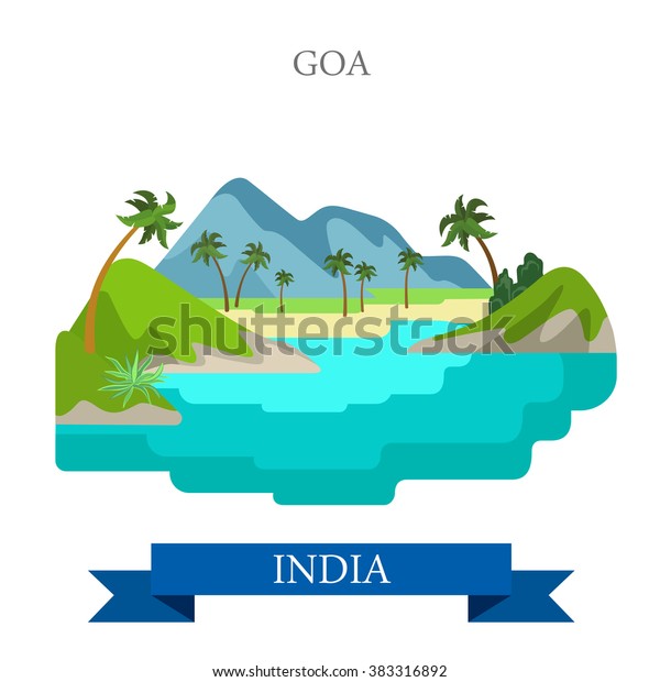 Goa India Flat Cartoon Style Historic Stock Vector (Royalty Free ...