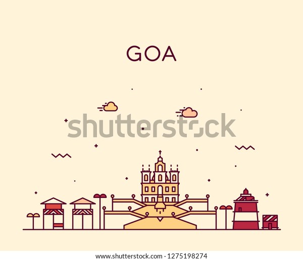 Goa Skyline India Trendy Vector Illustration Stock Vector (Royalty Free ...