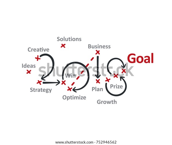 Goal 2018 Red Marks White Background Stock Vector (Royalty Free) 752946562