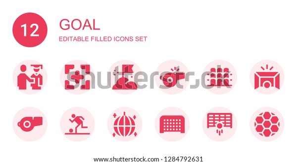 Goal Icon Set Collection 12 Filled Stock Vector (Royalty Free ...