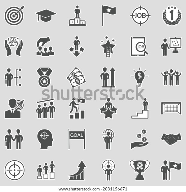 Goal Icons Sticker Design Vector Illustration Stock Vector (Royalty ...