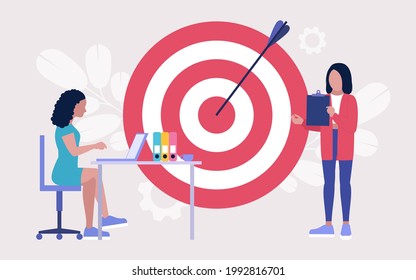 Goal Setting Concept People Big Target Stock Vector (Royalty Free ...