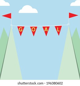 Goal Text Red Flag Green Mountainvector Stock Vector (Royalty Free ...