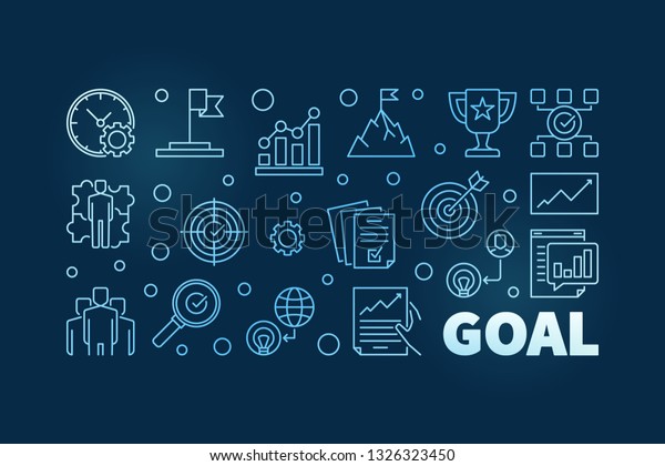 Goal Vector Blue Outline Illustration Banner Stock Vector (Royalty Free ...