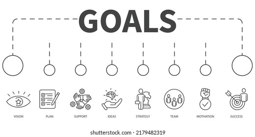 Goals Vector Illustration Concept Banner Icons Stock Vector (Royalty ...