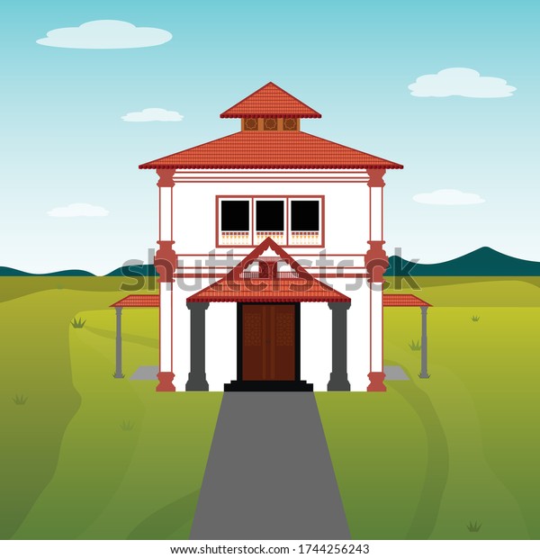 Goan Temple Vector Illustration Mallikarjun Temple Stock Vector ...