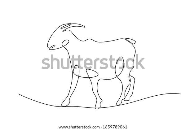 Goat Continuous Line Art Drawing Style Stock Vector (Royalty Free ...