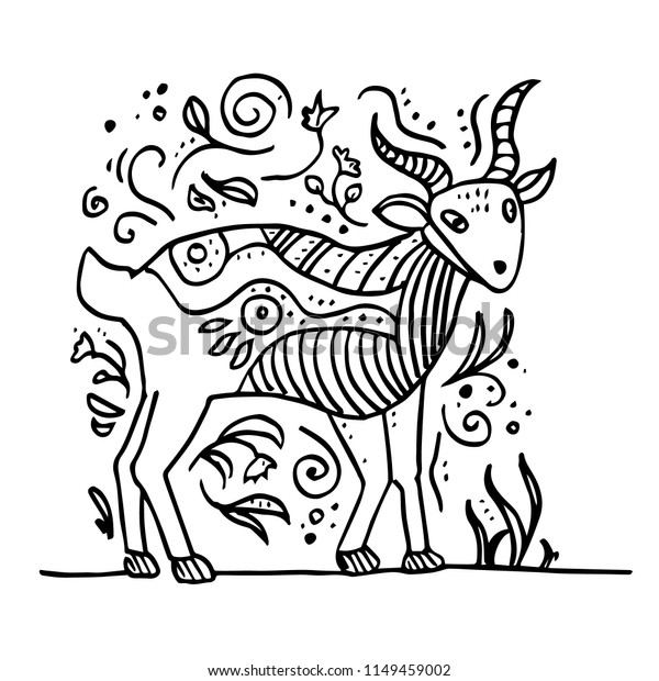 Goat Doodle Hand Drawn Vector Goat Stock Vector (Royalty Free) 1149459002