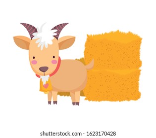Goat Hay Stack Farm Animal Cartoon Stock Vector (Royalty Free ...