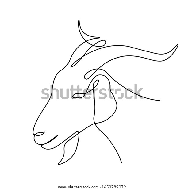 Goat Head Continuous Line Art Drawing Stock Vector (Royalty Free ...