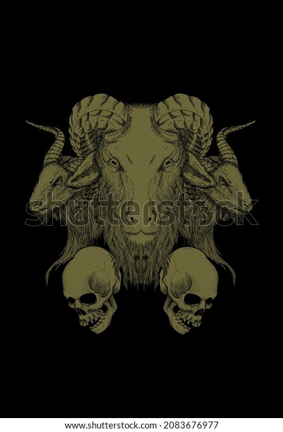 Goat Human Skull Artwork Illustration Stock Vector (Royalty Free ...