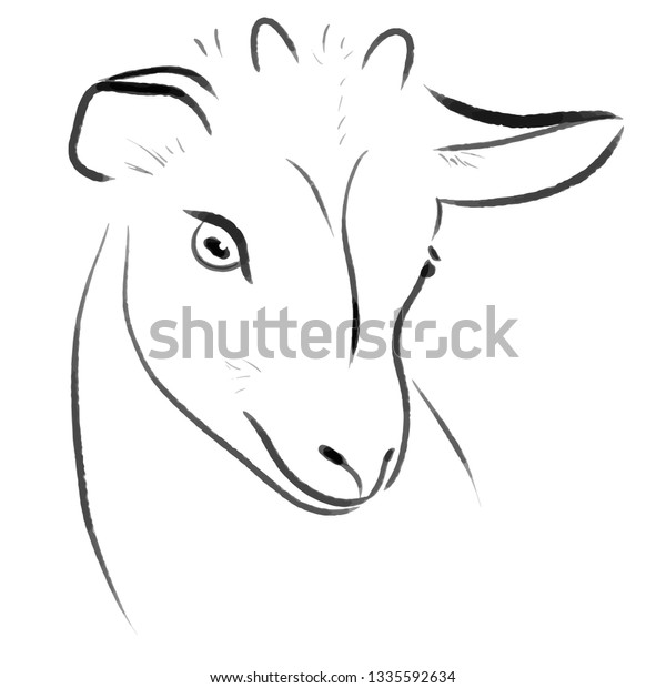 Goat One Line Draw Illustration Stock Vector (Royalty Free) 1335592634 ...