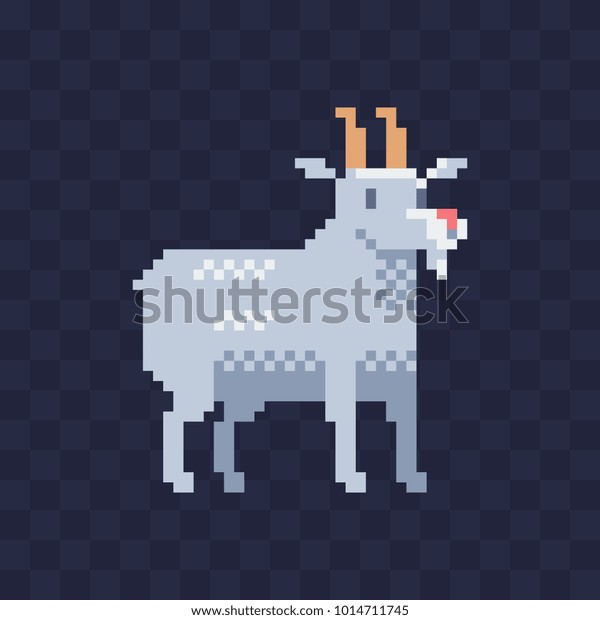 Goat Pixel Art Flat Style Cartoon: Stock-Vektorgrafik (Lizenzfrei ...