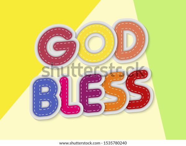 God Bless Letters Banner Border Stitches Stock Vector (Royalty Free ...