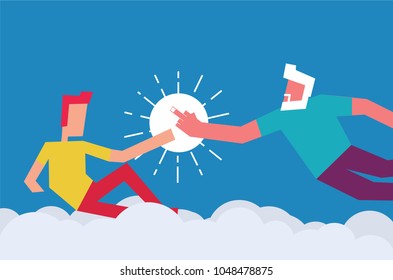 God Creating Adam Concept Man Showing Stock Vector (Royalty Free ...