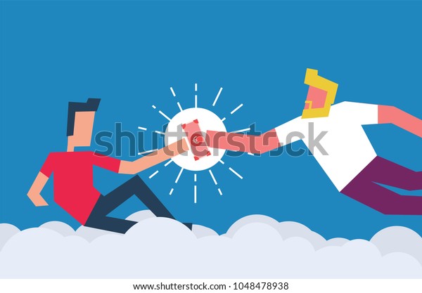 God Creating Adam Concept Man Giving Stock Vector (Royalty Free ...