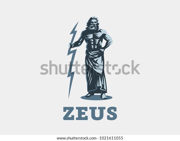 God Zeus Holding Lightning Vector Emblem Stock Vector (Royalty Free ...