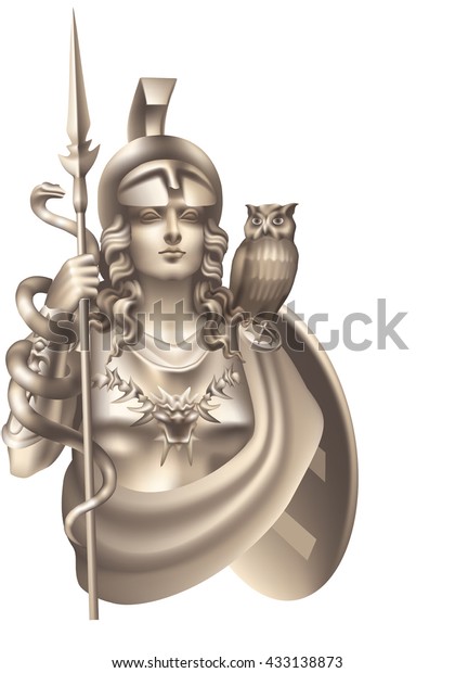 Goddess Athena Snake Owl On White Stock Vector (Royalty Free) 433138873 ...