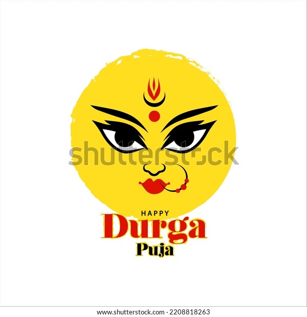 Goddess Durga Face Illustration Happy Durga Stock Vector (Royalty Free ...