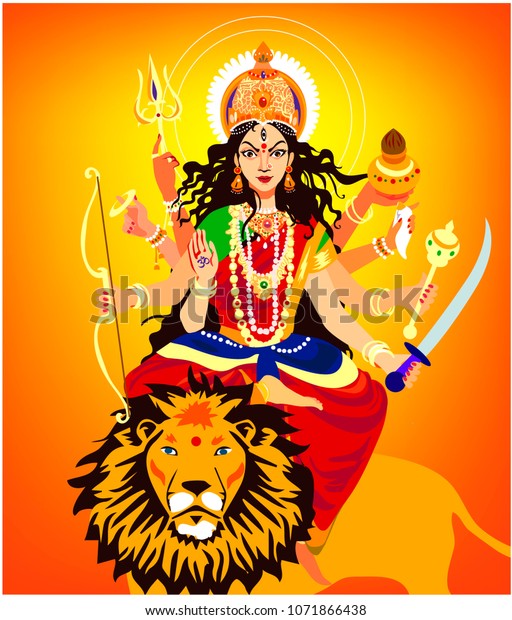 Goddess Durga Vector Illustration Stock Vector (Royalty Free ...