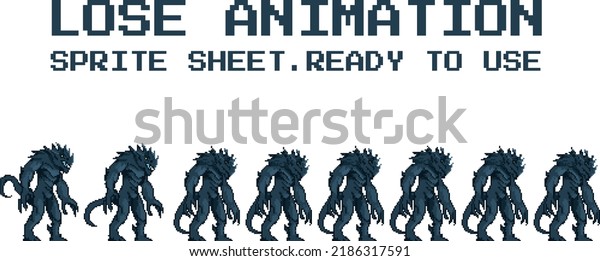 Vektor Stok Godzilla Pixel Art Character Animation Attack (Tanpa ...
