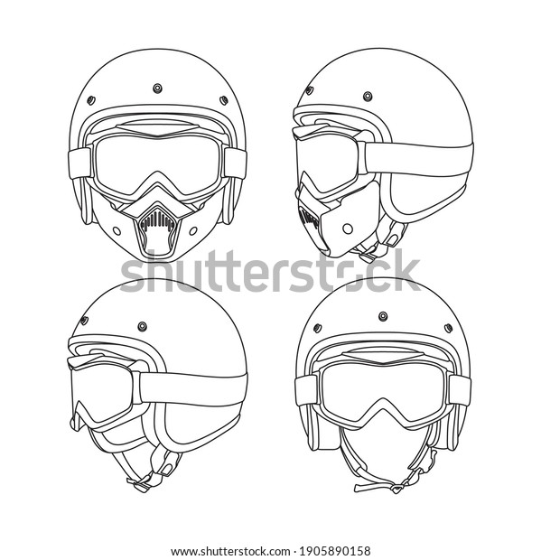 Goggle Mask Line Art Made By Stock Vector (Royalty Free) 1905890158 ...