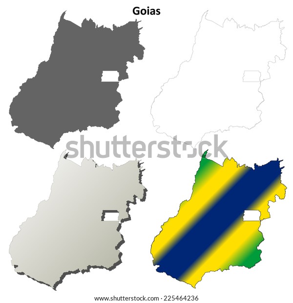Goias Blank Outline Map Set Stock Vector (Royalty Free) 225464236 ...
