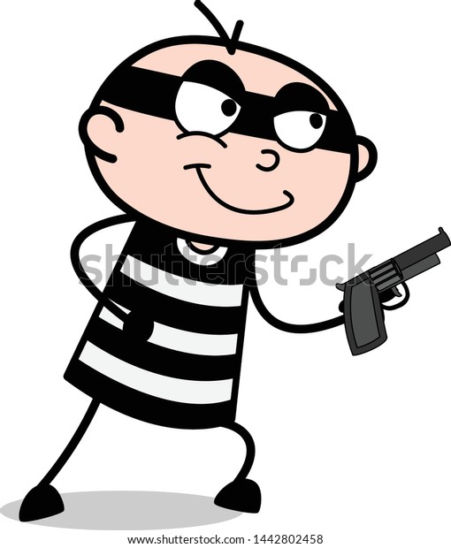 Going Gun Cartoon Thief Criminal Guy Stock Vector (Royalty Free) 1442802458