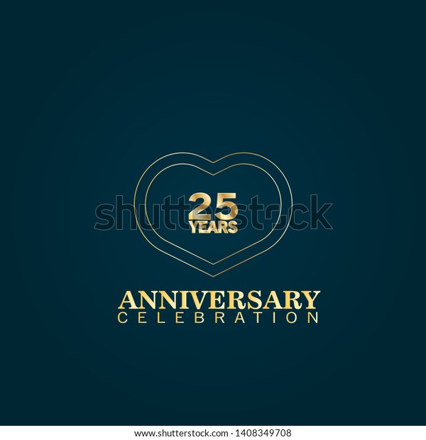 Gold 25 Years Celebration Logo Golden Stock Vector (Royalty Free ...