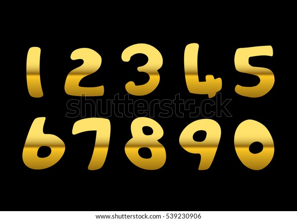 Gold 3d Metallic Numbers Set Golden Stock Vector (Royalty Free ...