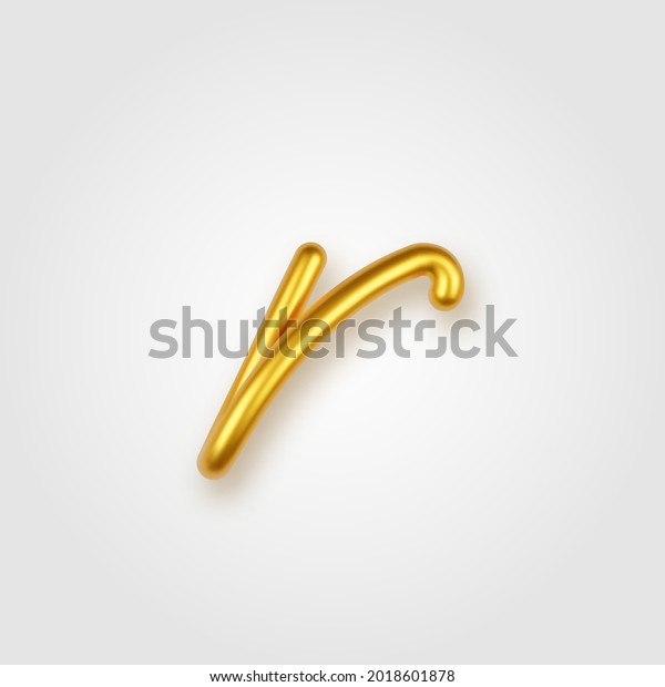 Gold 3d Realistic Lowercase Letter R Stock Vector (Royalty Free ...