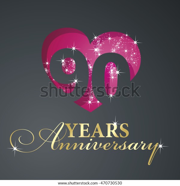 Gold 90 Years Anniversary Firework Red Stock Vector (Royalty Free ...