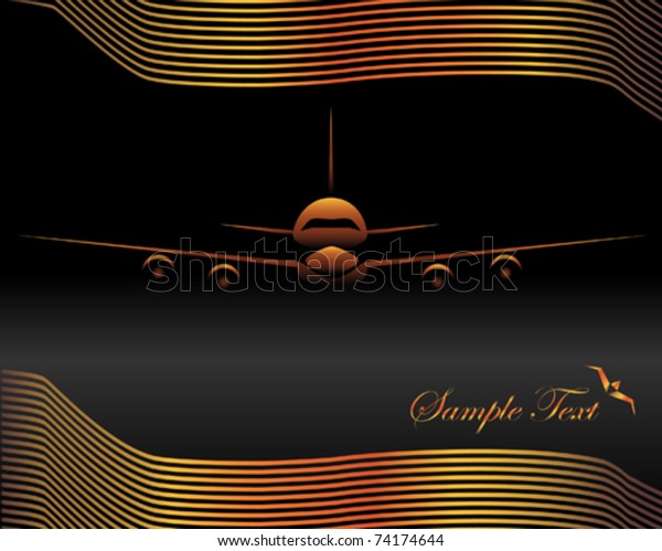 Gold Airplane Silhouette Design Stock Vector (Royalty Free) 74174644