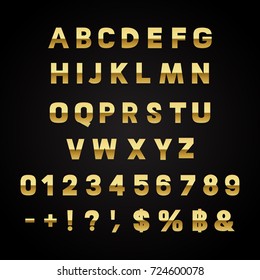 Gold Alphabet Fonts Numbers Vector Illustration Stock Vector (Royalty ...
