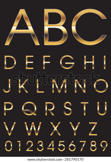 Gold Alphabet Numbers Stock Vector Stock Vector (Royalty Free) 281790170
