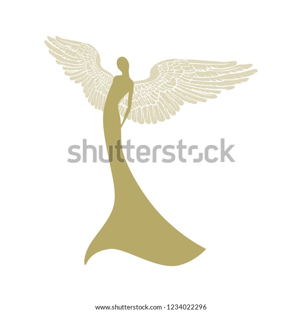 Gold Angel Vector Logo Icon Stock Vector (Royalty Free) 1234022296 ...