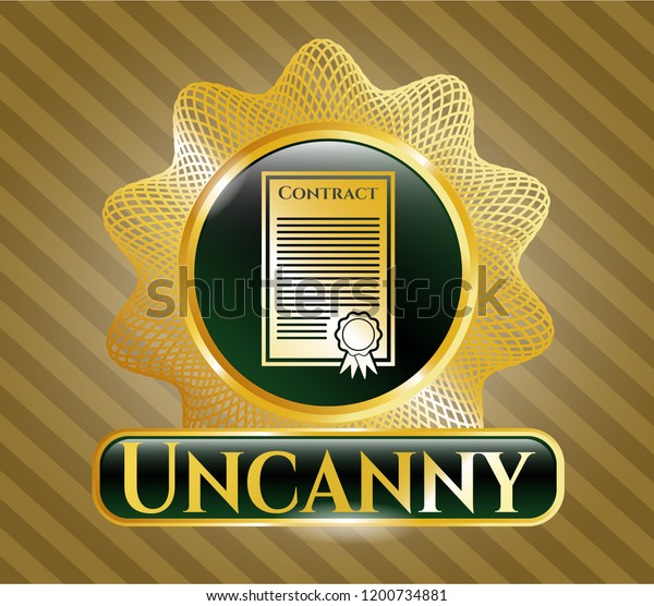Gold Badge Contract Icon Uncanny Text Stock Vector (Royalty Free ...