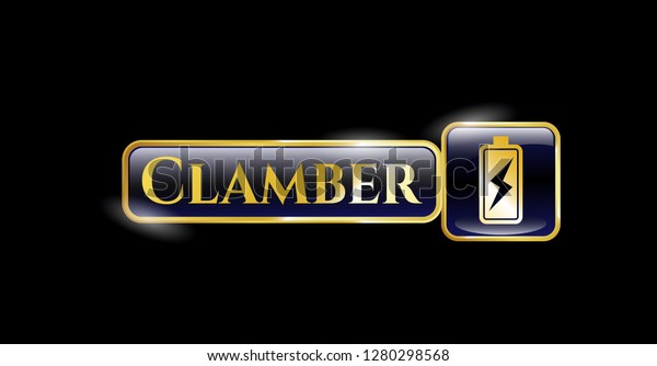 Gold Badge Emblem Battery Charging Icon Stock Vector (Royalty Free ...