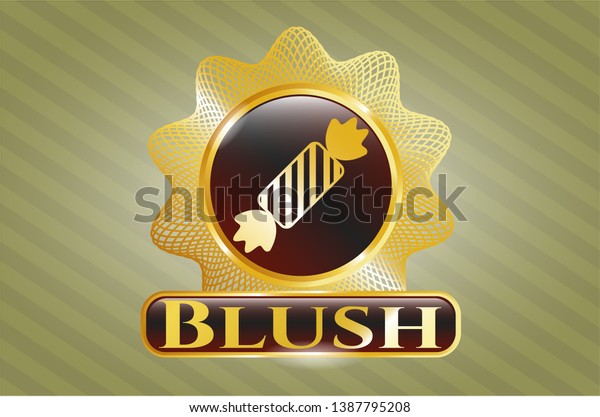 Gold Badge Emblem Candy Icon Blush Stock Vector (Royalty Free ...
